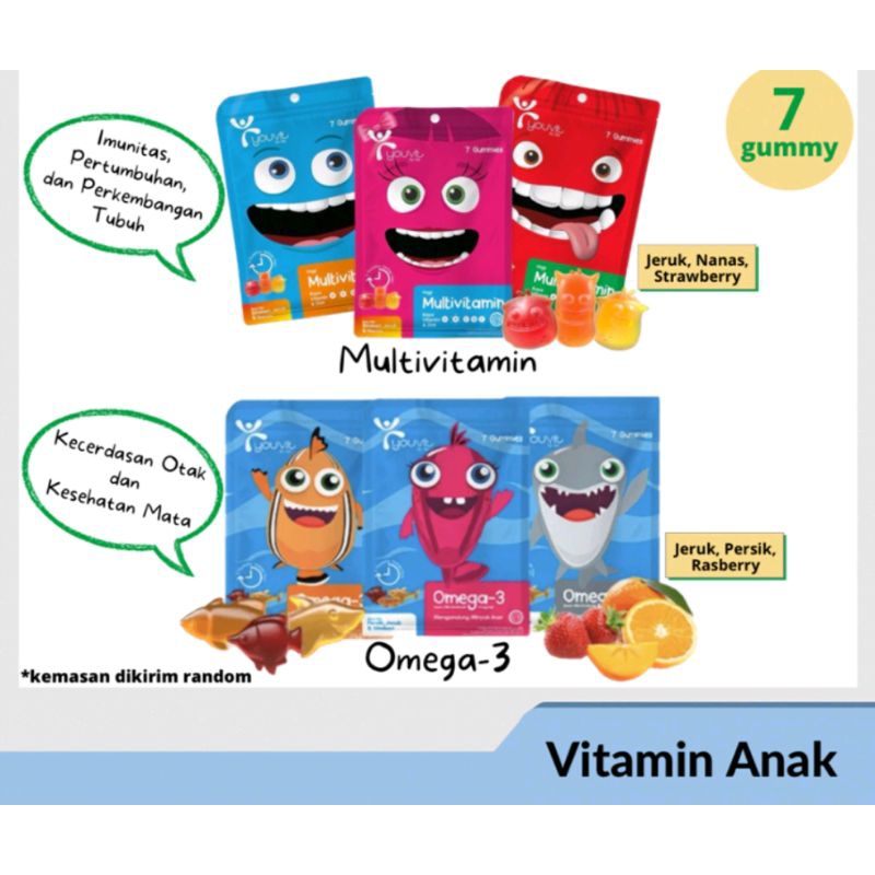 Jual Youvit Gummy Vitamin & Omega-3 Anak Isi 7 Gummy (7 hari) | Shopee Indonesia