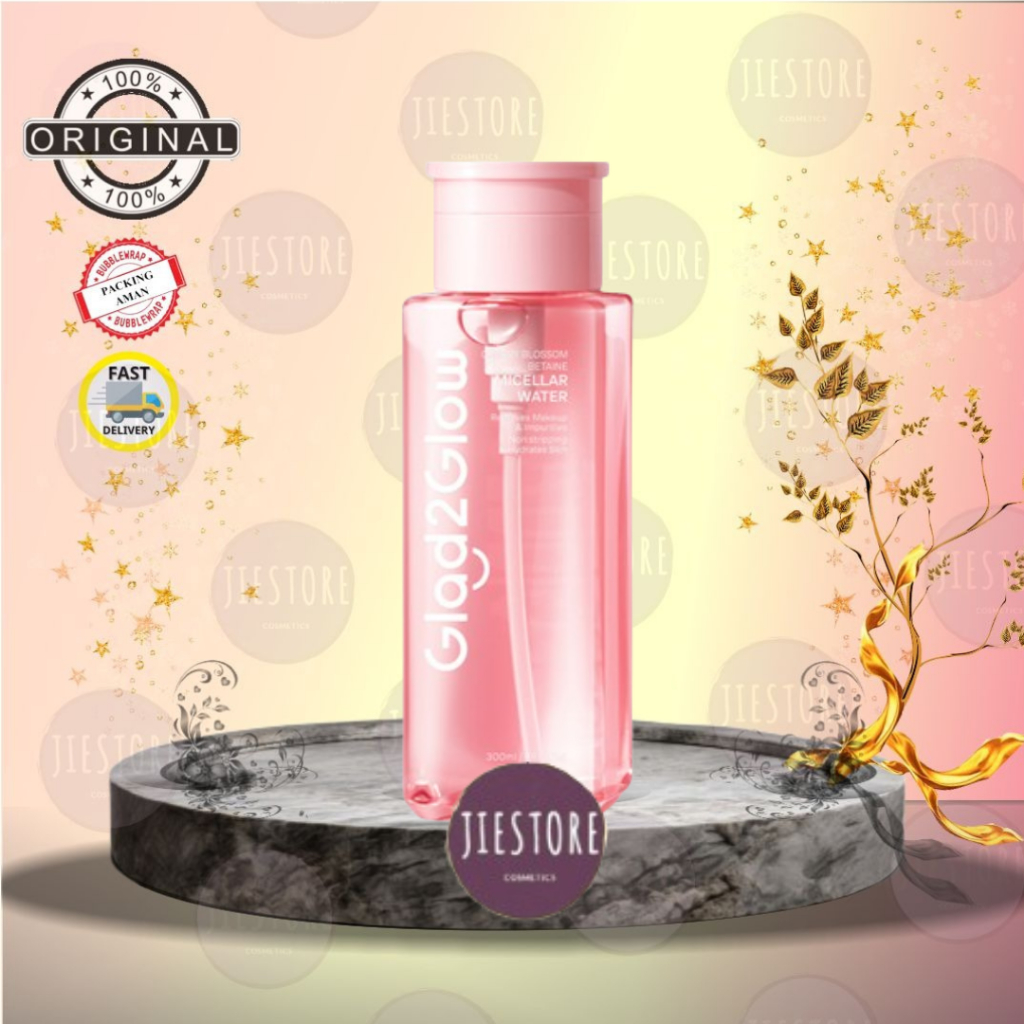 Jual [New Launch]Glad2Glow Cherry Blossom Micellar Water-130ml/300ml Pembersih W a j a h Make Up ...