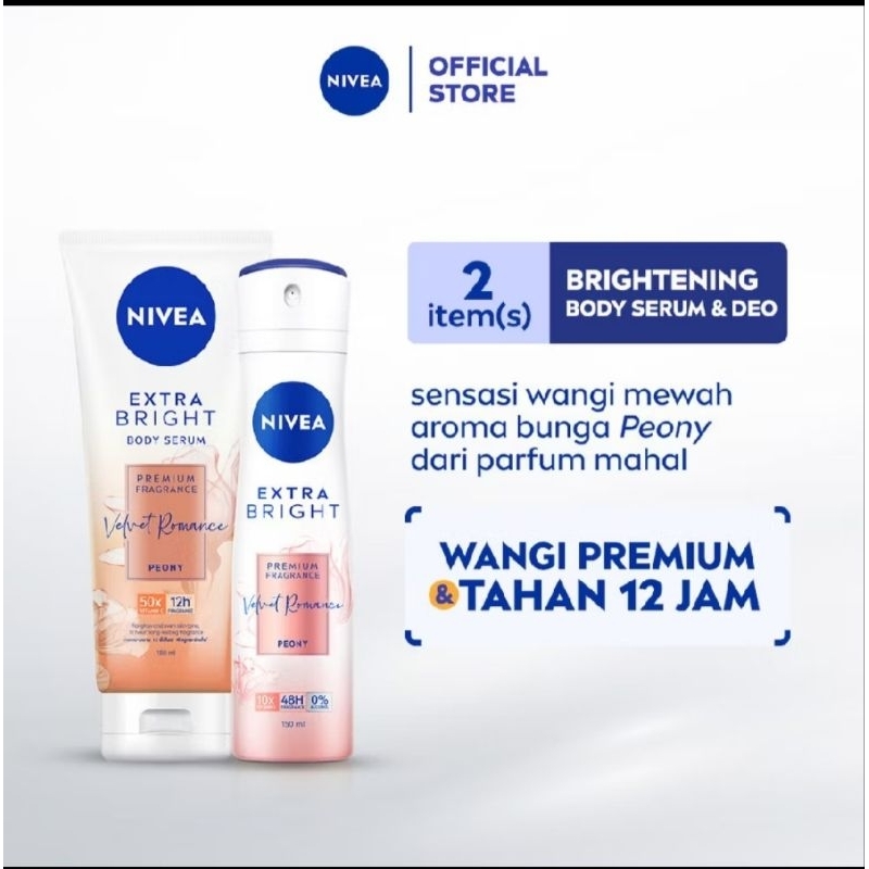 Jual NIVEA Body Serum + Deodorant Spray Extra Bright Premium Fragrance Velvet Romance (Body ...