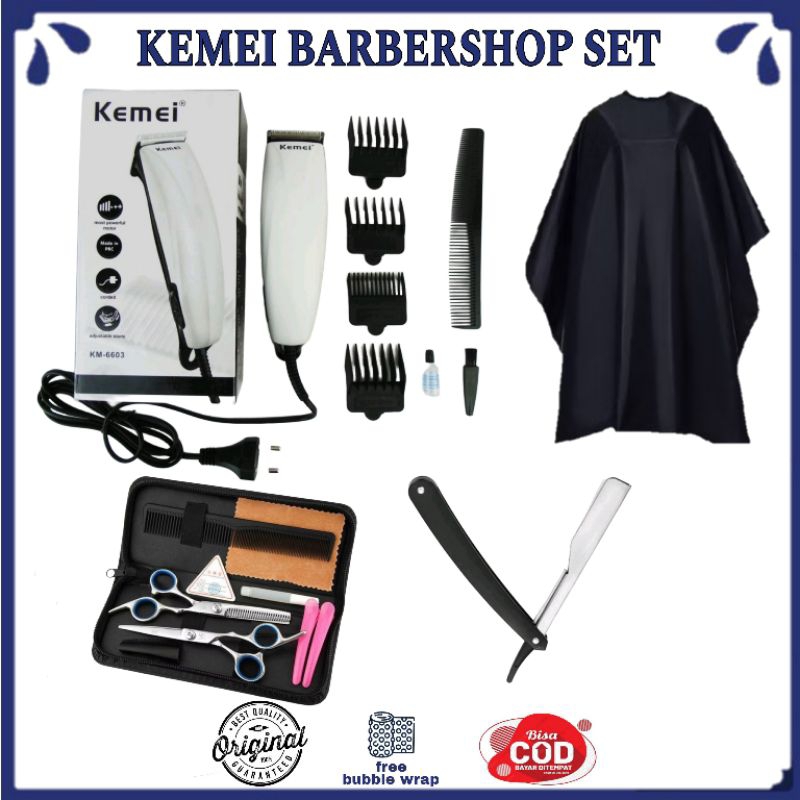 Jual Mesin Cukur Alat Potong Rambut Kemei Barbershop Set Lengkap ...