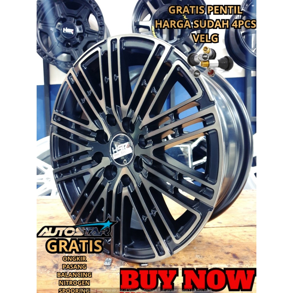Jual velg hsr tomok R14 pcd 4x100-4x114,3 black oil face cocok untuk mobil agya ayla calya sigra ...
