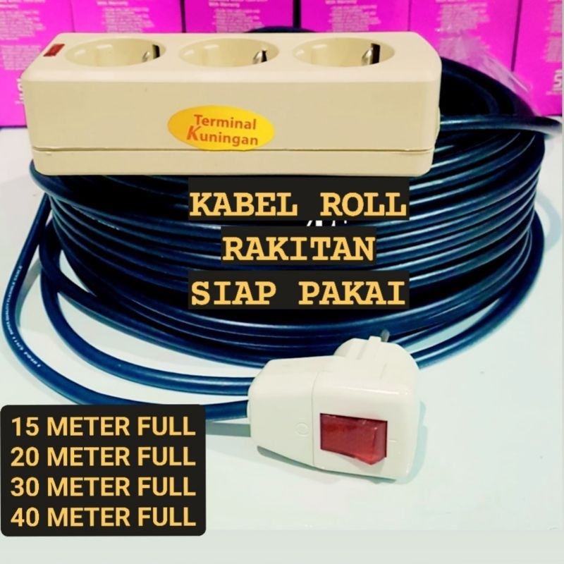 Jual Kabel roll 40meter full + stopkontak 3 lubang + Steker saklar ...