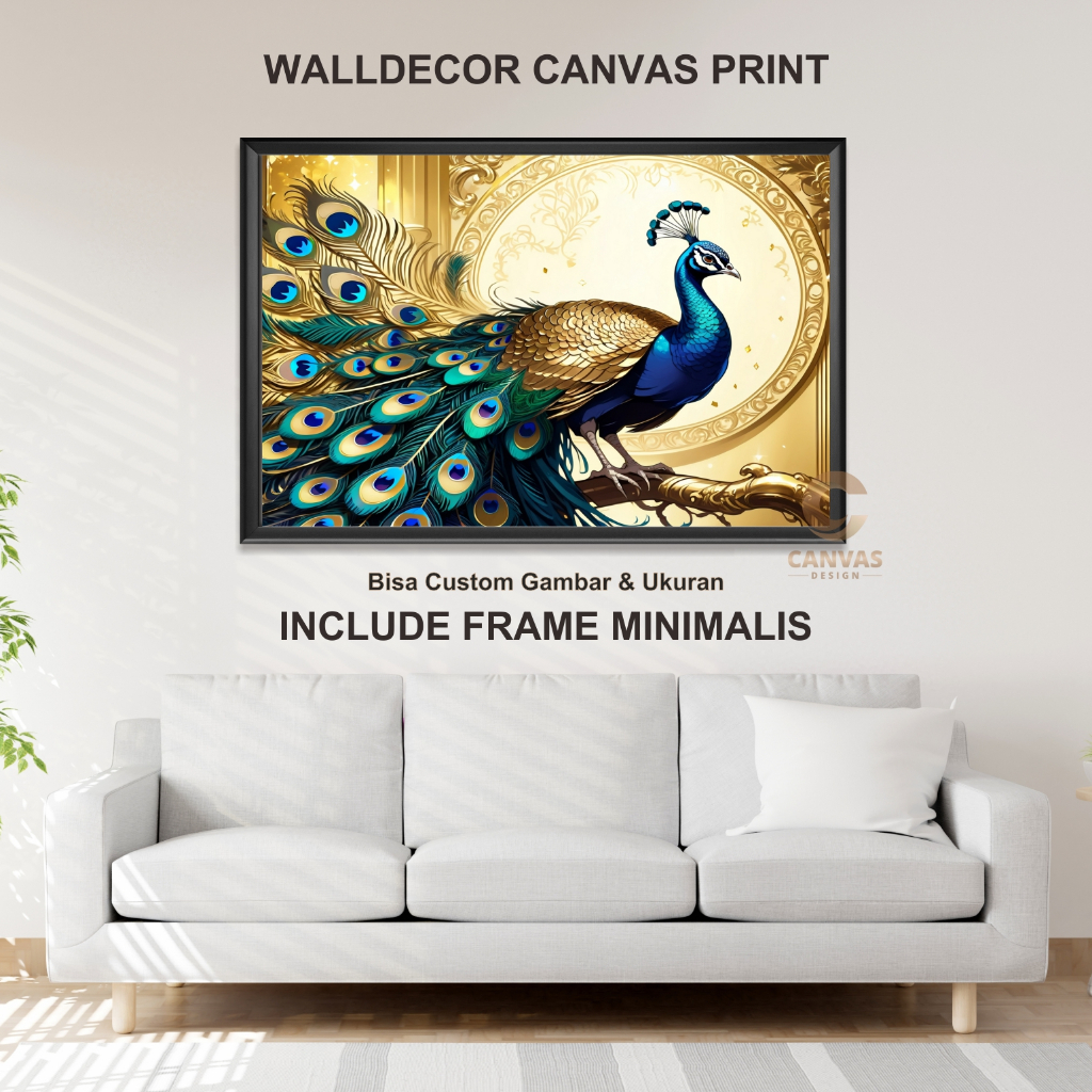 Jual Hiasan Dinding Lukisan Merak Modern Gold Print Art - Wall Decor ...