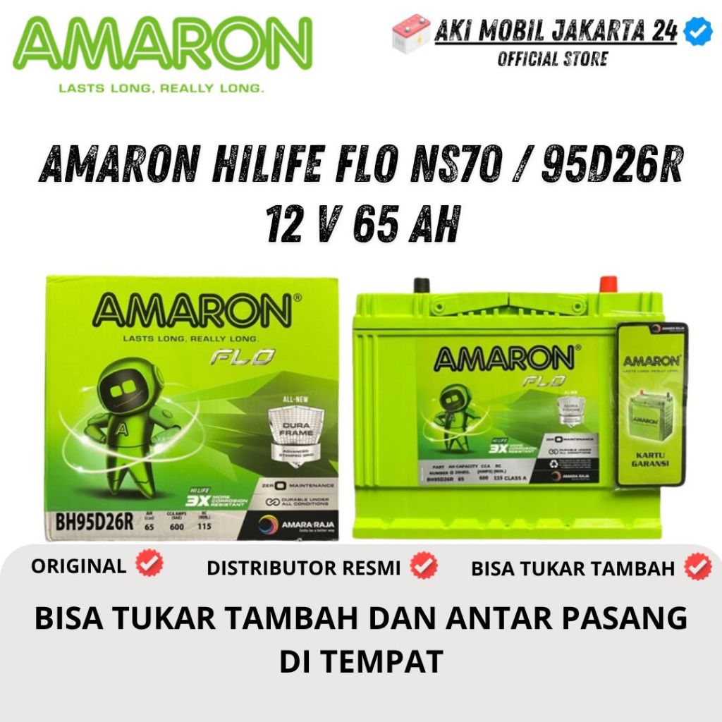 Jual Aki Mobil Amaron FLO HILIFE 95D26R / NS70 Aki Kering 12V / 65Ah KIJANG LGX LSX SSX | Shopee ...