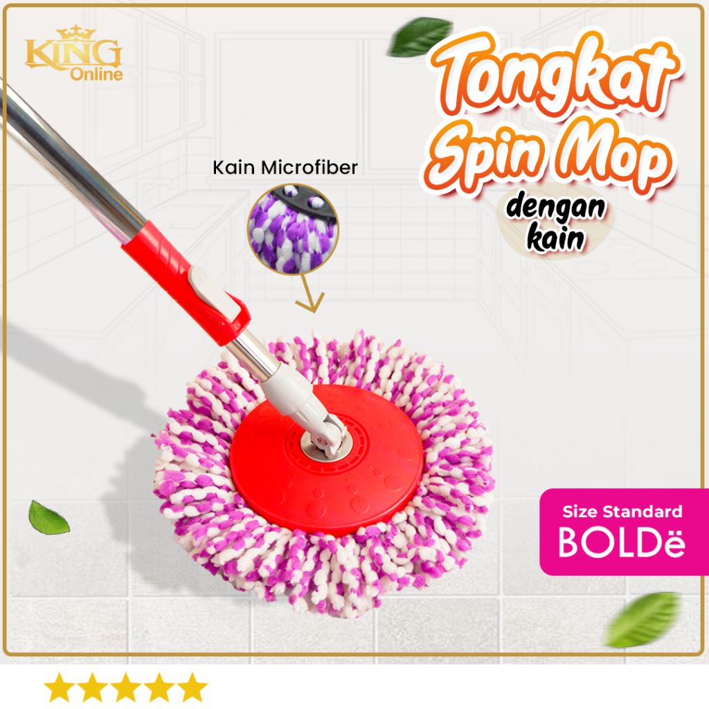 Jual Tongkat Handle Spin Mop size BOLDE Merah + Refil / Handle Set 360 ...