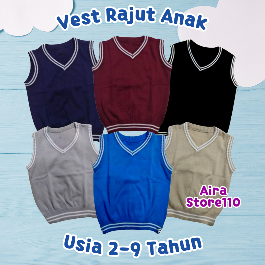 Jual Vest/rompi rajut seragam anak Laki-Laki Perempuan usia 2-9 tahun ...