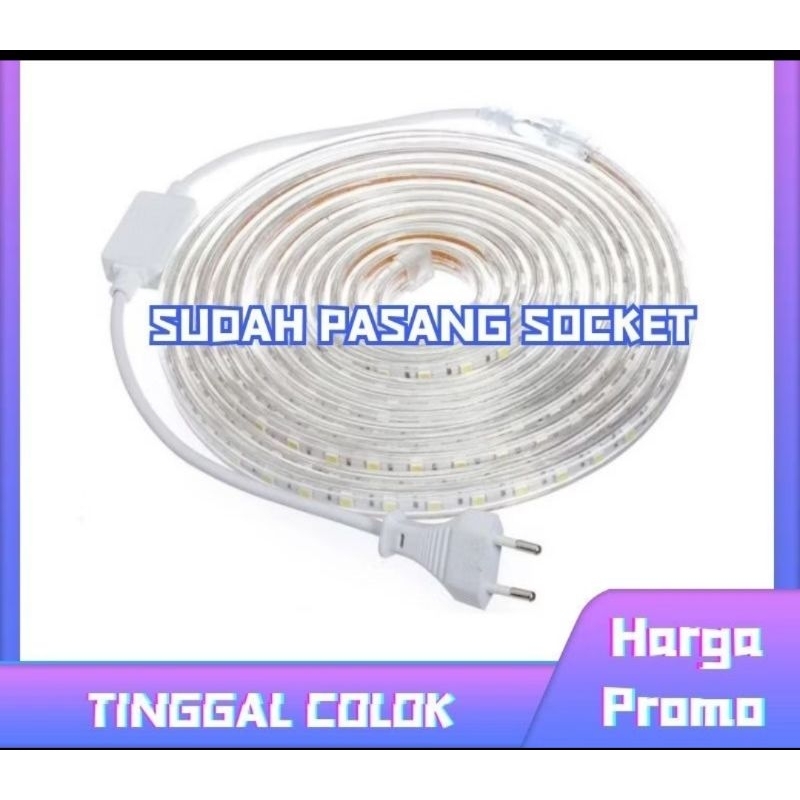 Jual Paket Lampu LED Strip 220V Lengkap Tinggal ColokIsi Paket :5 Meter LED Strip (disesuai ...