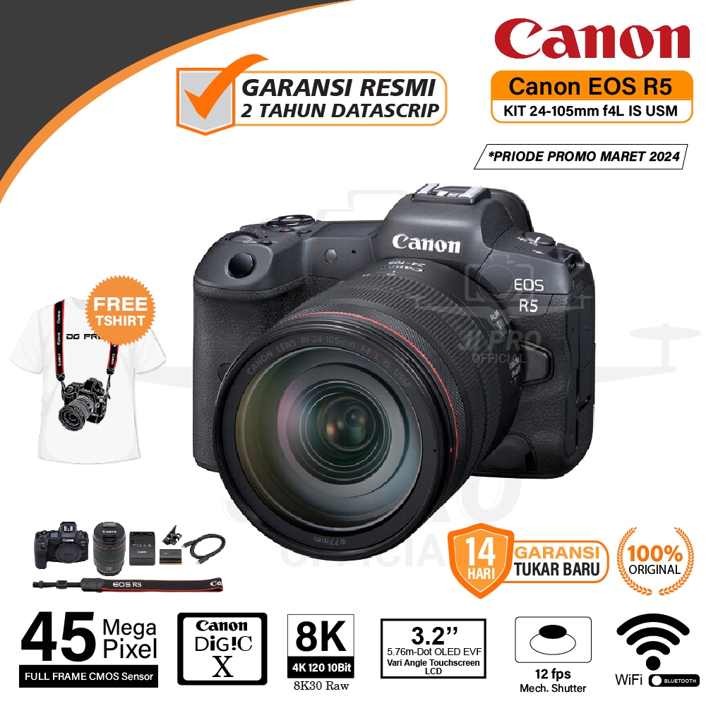 Jual Canon EOS R5 KIT 24-105mm f4L IS USM Mirorrless Camera Digital R 5 ...