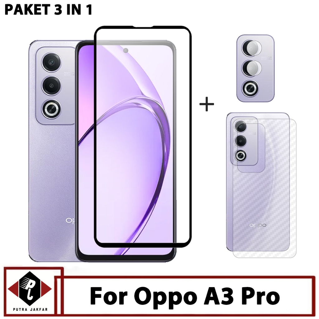 Jual Paket 3in1 Tempered Glass Layar Oppo A3 Pro Free Anti Gores Camera ...