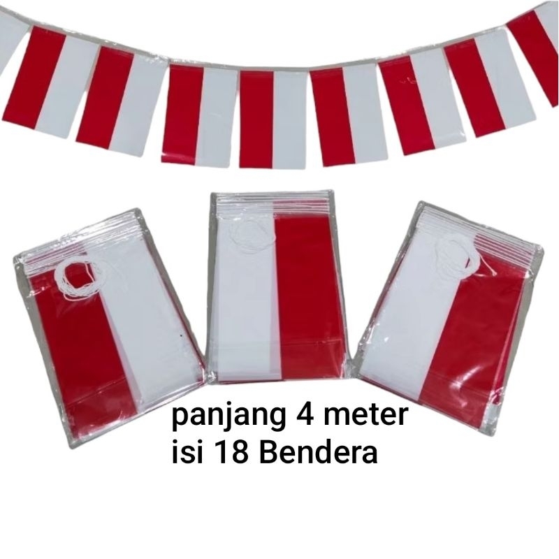 Jual Bendera plastik renteng/Bendera plastik merah putih + tali ...