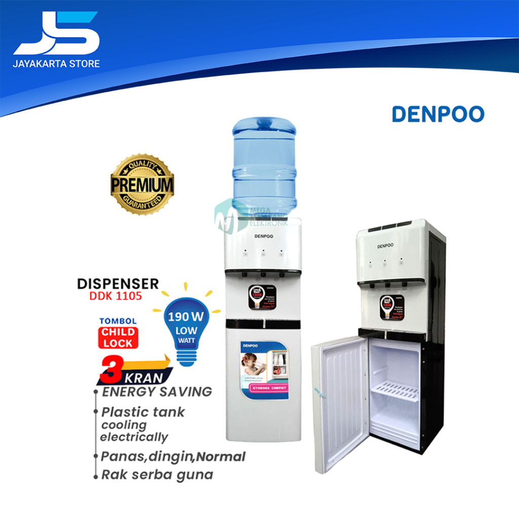 Jual DISPENSER GALON ATAS DENPOO DDK 1105 ELECTRO - LOW WATT 190W ...