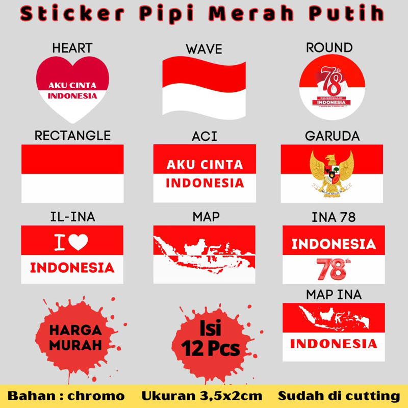 Jual Stiker pipi bendera merah putih 17 Agustus | Shopee Indonesia