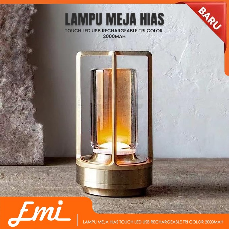 Jual Lampu Meja Hias Touch LED USB Dekorasi Rechargeable Tri Color 2000mAh Acrylic Lamp | Shopee ...