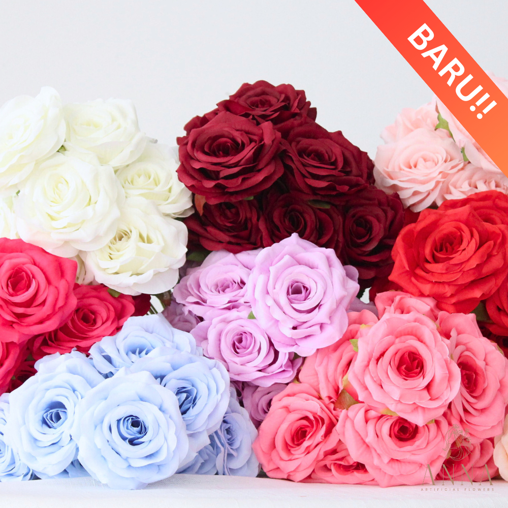 Jual [ READY ] Rose 9 Cabang Bunga Mawar Artificial Bunga Hias Dekorasi ...