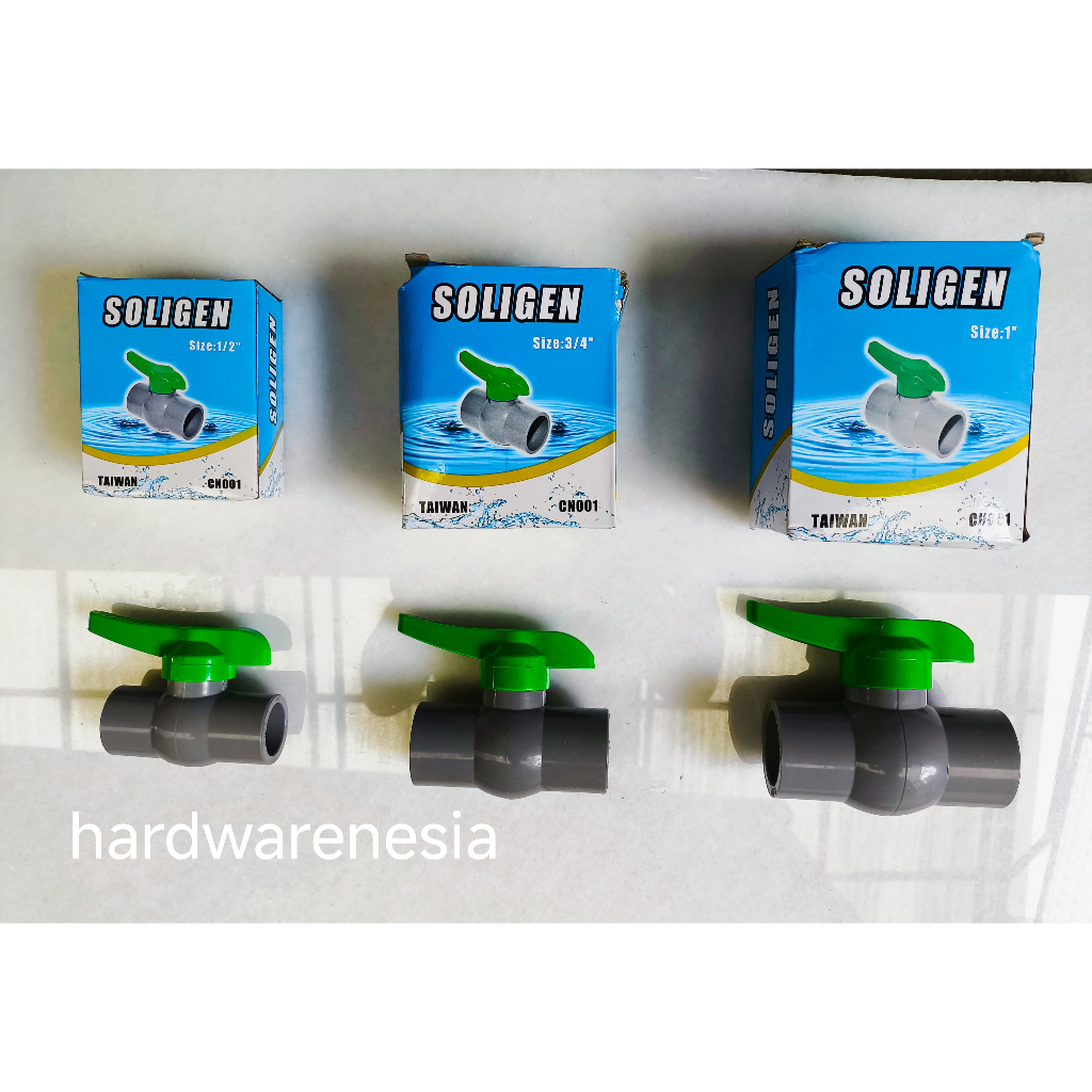 Jual SOLIGEN Ball Valve / Stop Kran PVC 1/2 3/4 1" Inch / CN001 | Shopee Indonesia