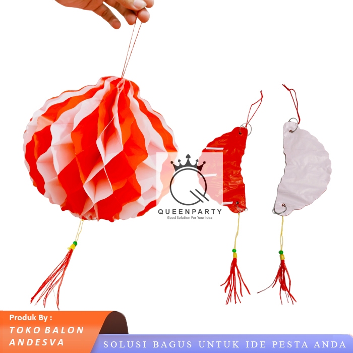 Jual pompom merah putih / honey comb merah putih / hiasan HUT RI 17 ...