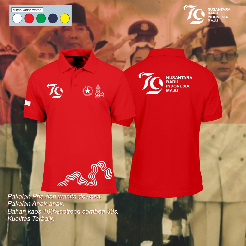 Jual Polo Shirt Kaos Kerah Kemerdekaan HUT RI 17 Agustus 79 - Baju Agustusan Polo HUT RI 79 ...
