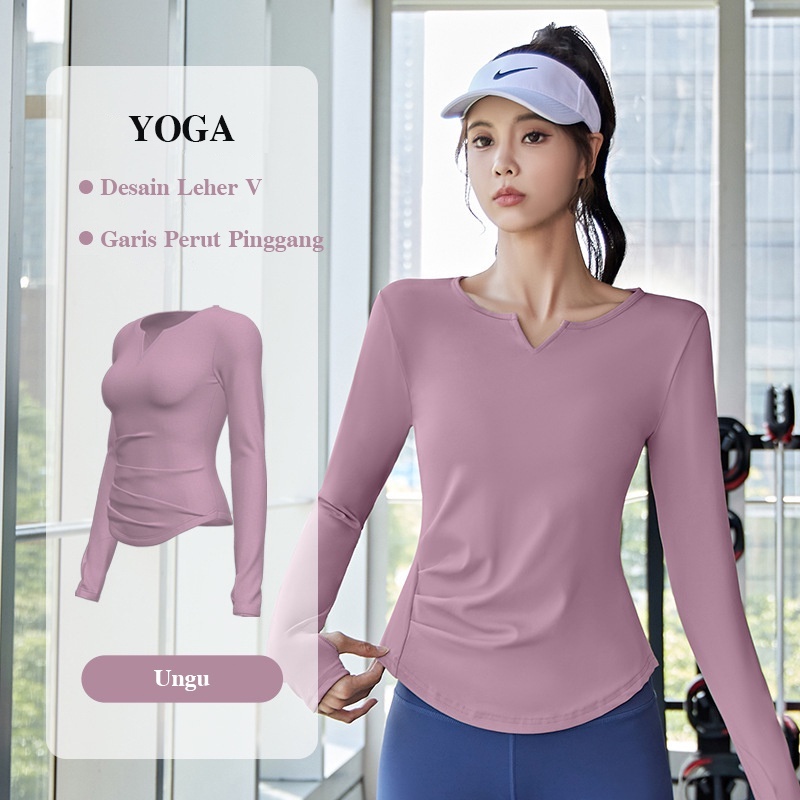 Jual Baju Kaos Atasan Lengan Panjang Bodyfit Olahraga Yoga Gym Fitness ...