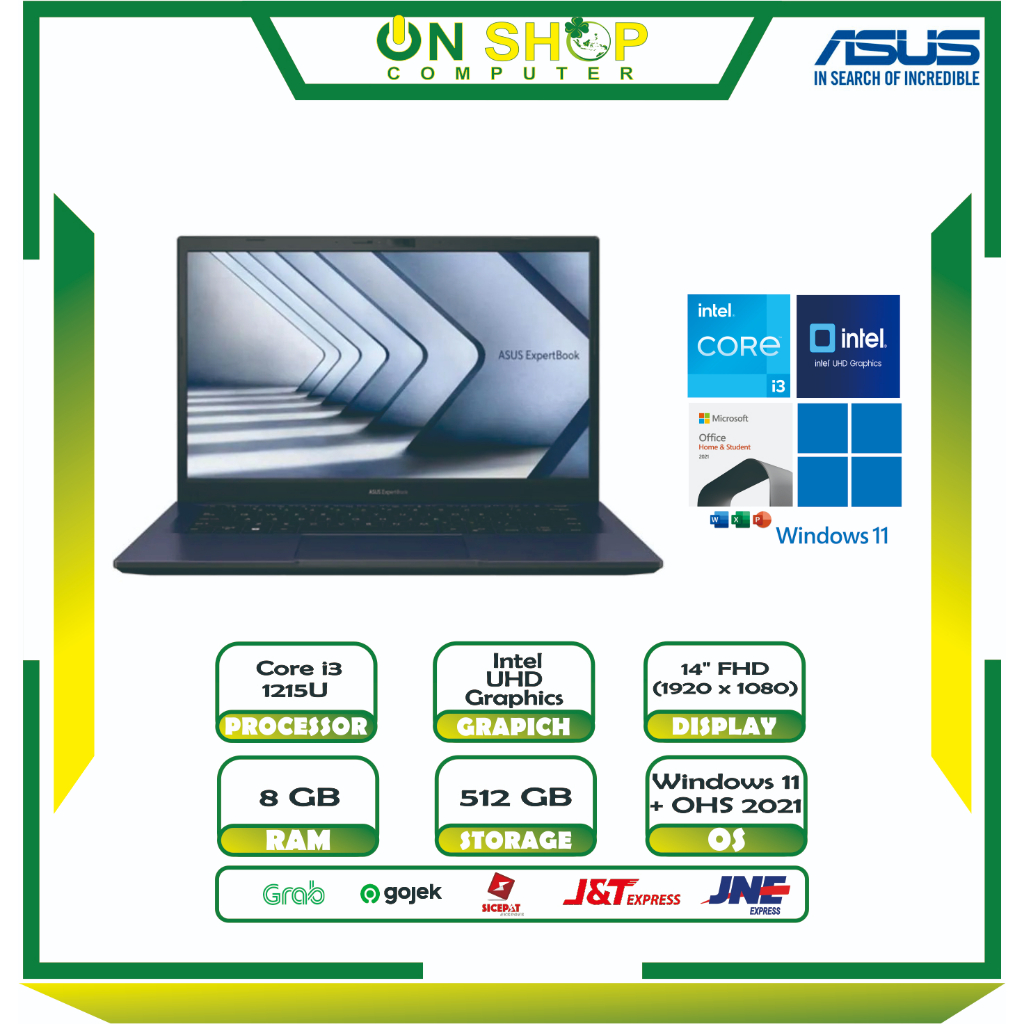 Jual ASUS ExpertBook B1402CBA Intel Core i3 1215U RAM 8GB SSD 512GB ...