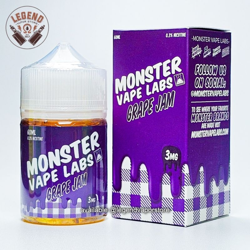 Jual FREEBASE - LIQUID MONSTER VAPE LABS Grape Jam 60ML 3MG 6MG ...