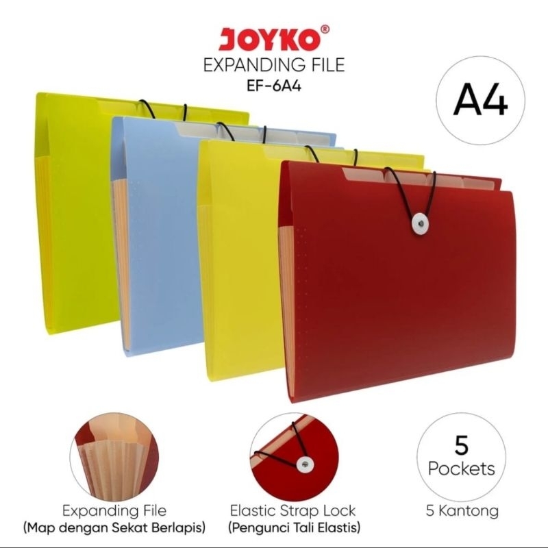 Jual Expanding file joyko EF-6A4 - 5 pockets ( pcs ) | Shopee Indonesia