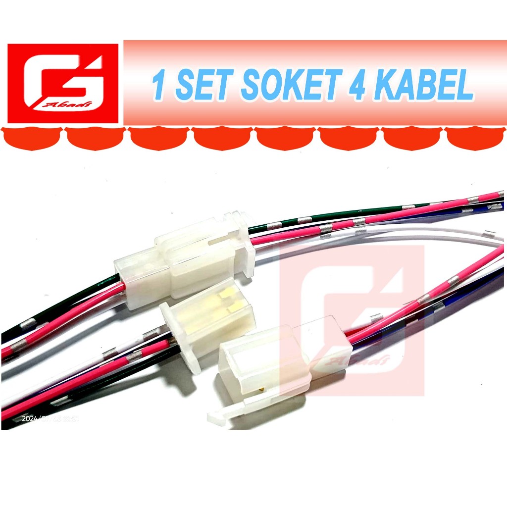 Jual 1 SET SOKET 4 KABEL COWOK CEWEK/ 4 PIN | Shopee Indonesia