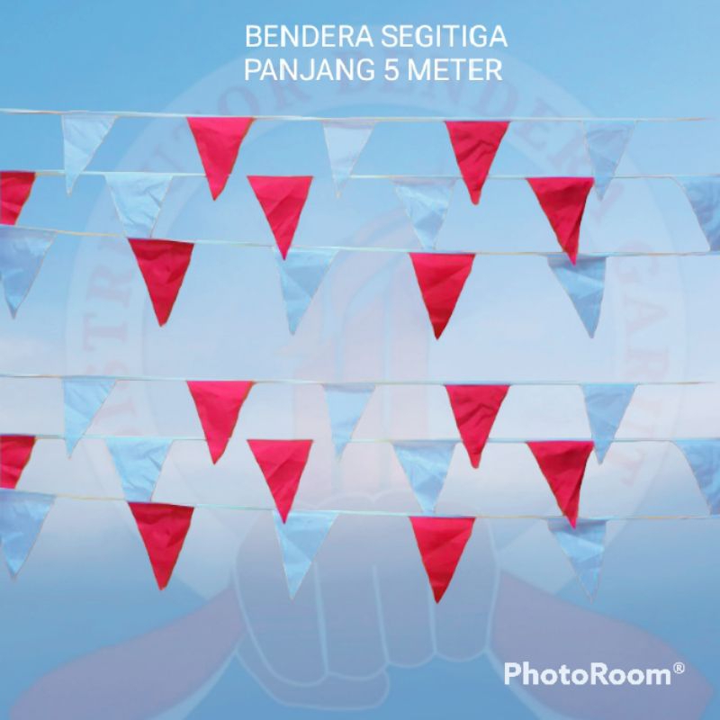 Jual bendera segitiga merah putih 5 meter bahan kain spondbond / bunting flag | Shopee Indonesia
