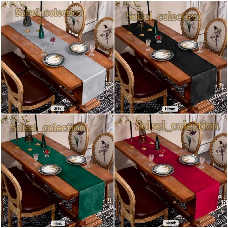 Jual taplak meja atau table runner bahan suede premium polos | Shopee ...