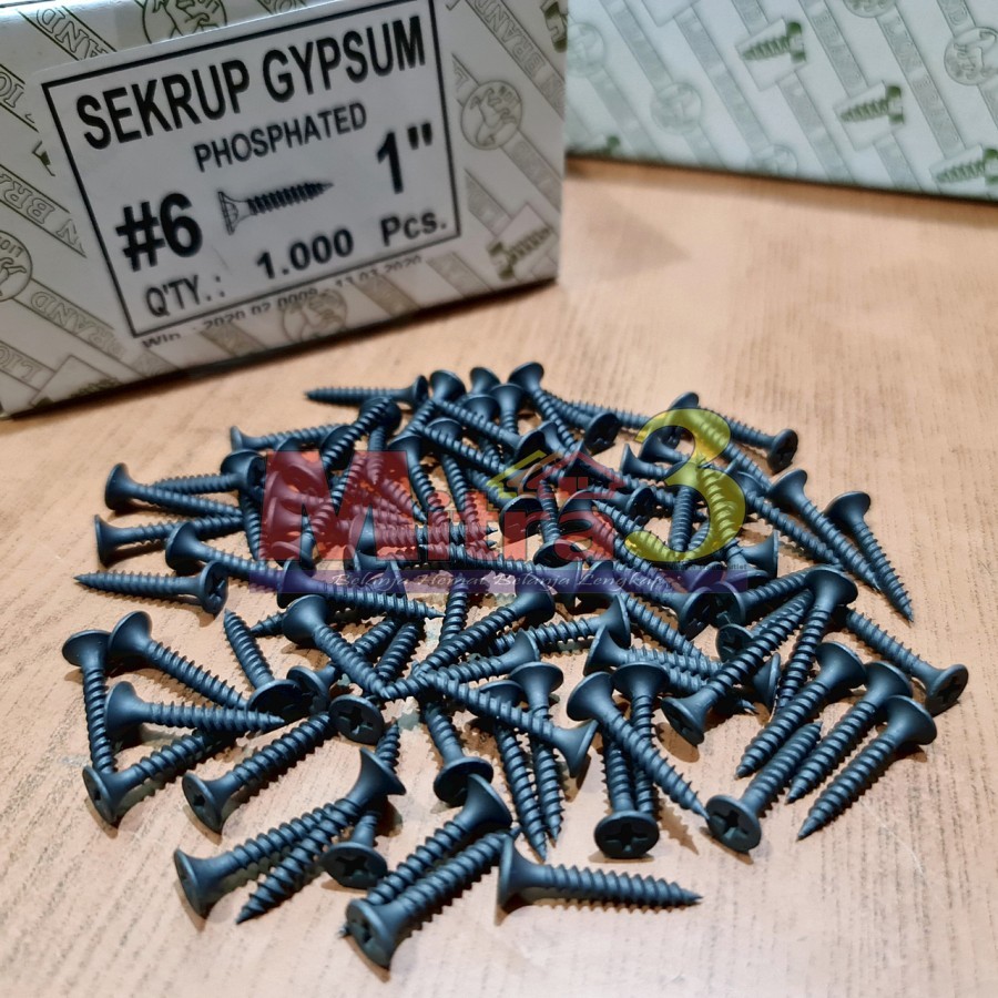 Jual [1 box] Skrup Gypsum 6 x 1" 2,5 cm Sekrup Plafon Gipsum Hitam ...