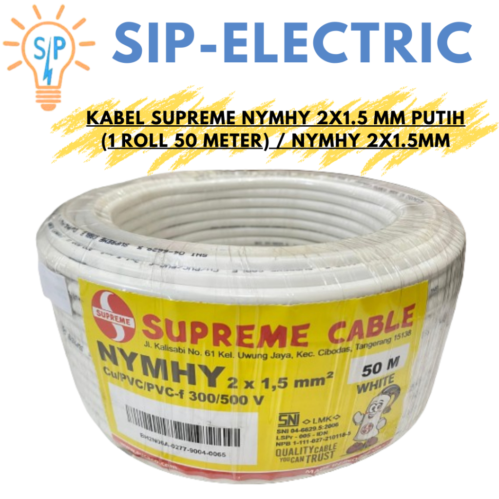 Jual Kabel Supreme Nymhy 2X1.5 Mm Putih (1 Roll 50 Meter) | Shopee Indonesia