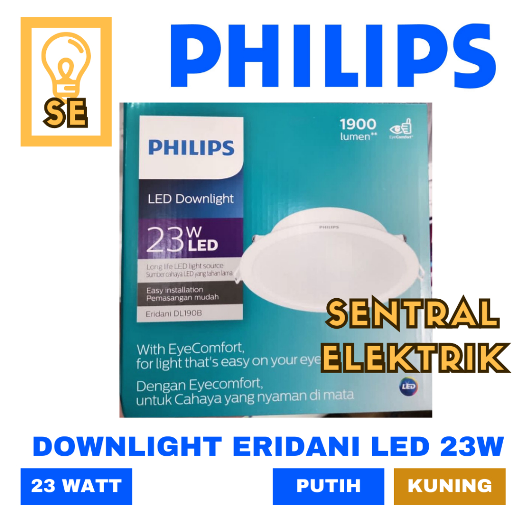 Jual ERIDANI Lampu PHILIPS Downlight LED Eridani 23 W PUTIH KUNING ...