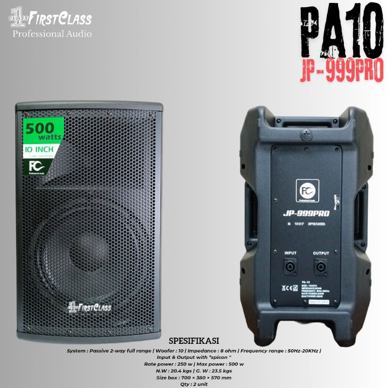 Jual Speaker Pasif Firstclass 1 SET jp 999PRO PA 10 | PA10 10in 10 inch ...