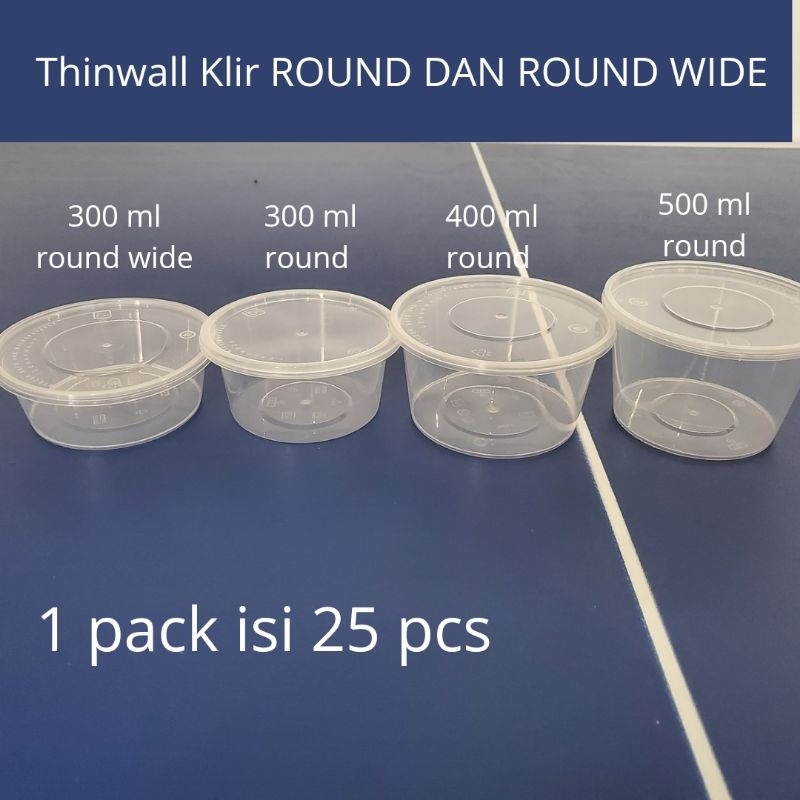Jual thinwall Klir round 300 ml 400 ml 500 ml isi 25 pcs | thinwall ...