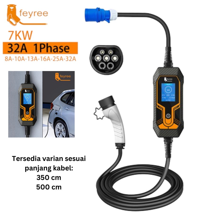 Jual Feyree Charger Mobil Listrik EV 32A 7kW CEE Plug Type 2 Electric ...
