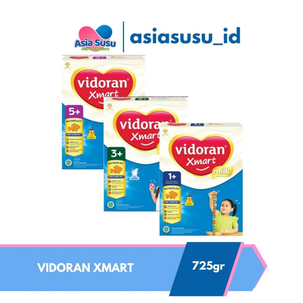 Jual Vidoran Xmart 1+ / 3+ / 5+ 725 GR SUSU FORMULA PERTUMBUHAN ANAK ...