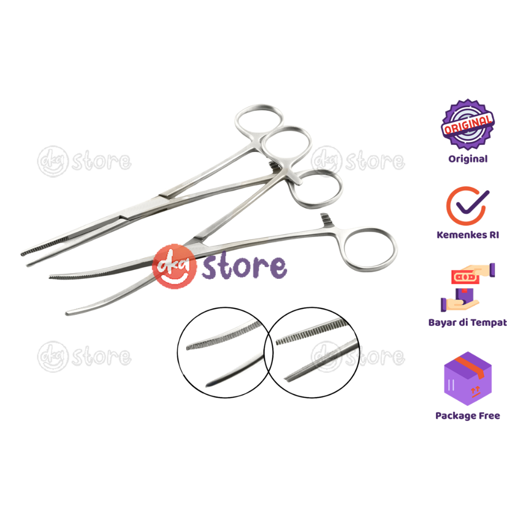 Jual Klem Forceps 12,5cm 14cm / Pean Lurus Bengkok Arteri U / Straight ...