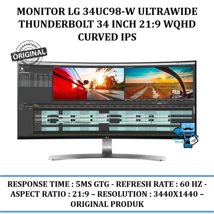 Jual Monitor LG 34UC98-W UltraWide Thunderbolt 34 inch 21:9 WQHD Curved ...