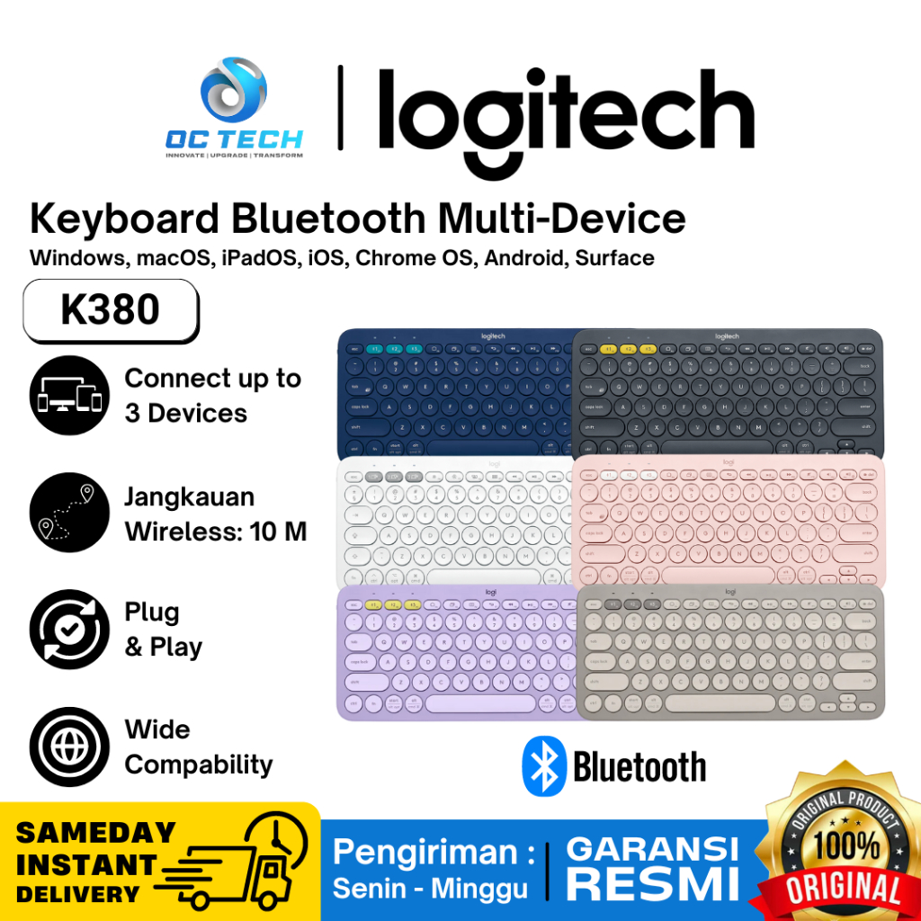 Jual Logitech K380 Keyboard Wireless Bluetooth Multi Device Keyboard ...