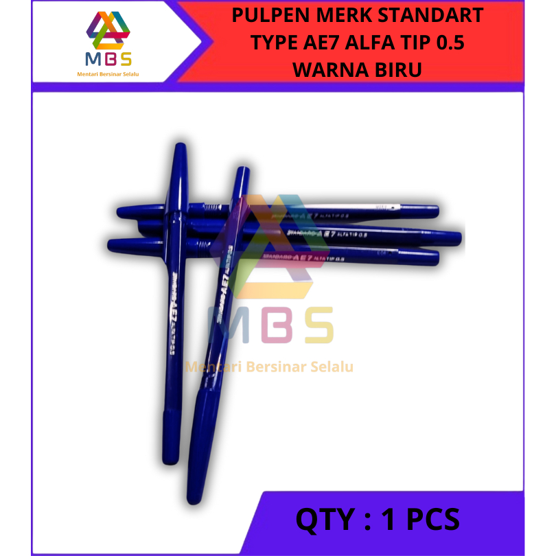 Jual PULPEN BIRU MERK STANDART AE7 TYPE ALFA TIP O.5 BALLPOINT PEN ...