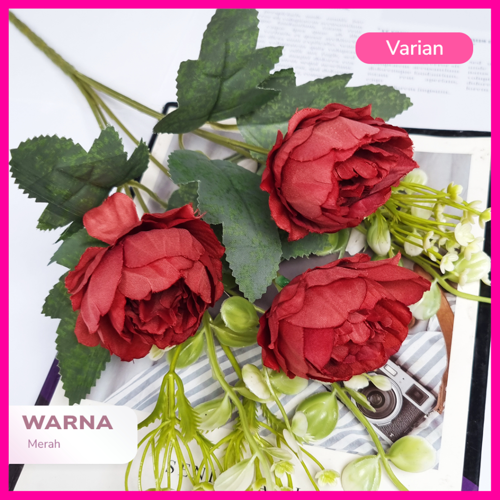 Jual Bunga Mawar Import Artificial X3/Bouquet Rose Palsu/Bunga Mawar ...