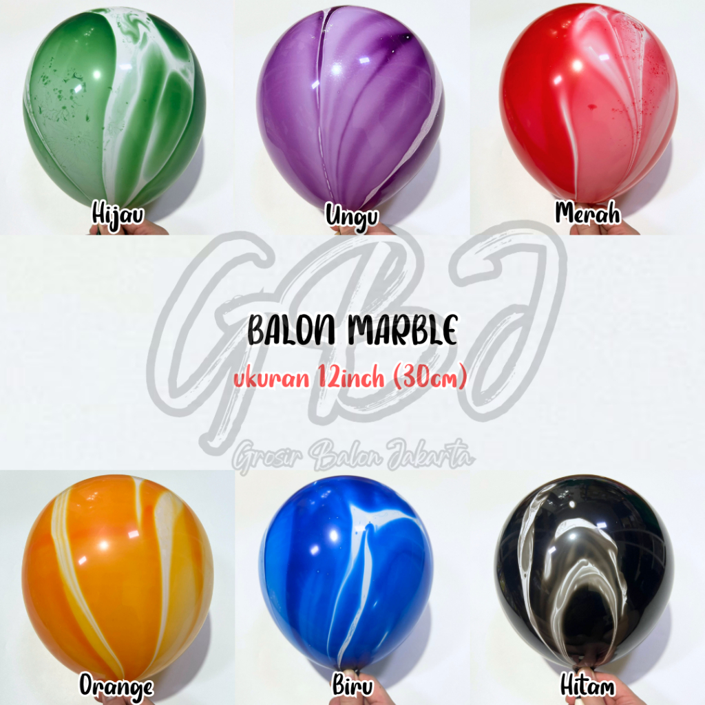 Jual (SATUAN) Balon Latex Motif Marble TEBAL / Balon Marmer Abstrak ...
