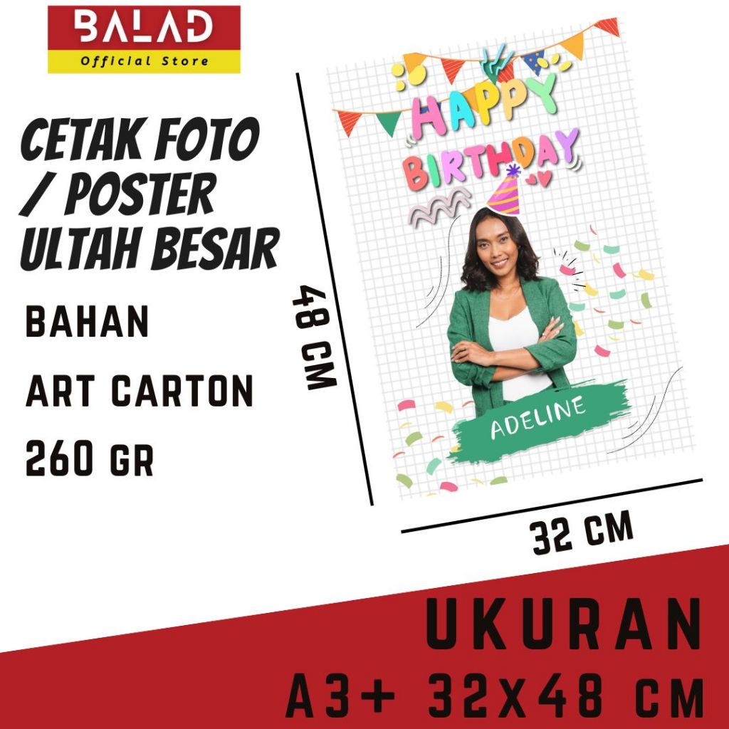 Jual Cetak Foto / Poster Besar Ulang Tahun Ukuran A3+ Carton 260 ...