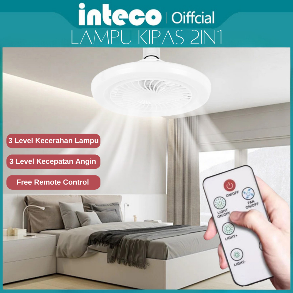Jual Lampu Kipas Angin Remote Control LED 2in1 Lampu Plafon Multifungsi ...