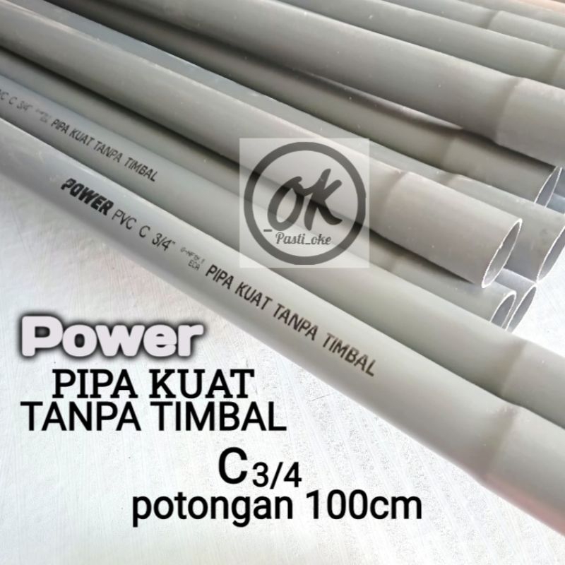 Jual Pipa power pvc C 3/4 anti timbal potongan 100 cm / 1 meter ...