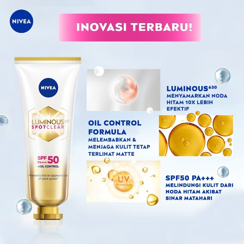 Jual Nivea Luminous 360 Spotclear Sun Protect SPF 50 PA+++ + Oil Control 40 mL | Shopee Indonesia