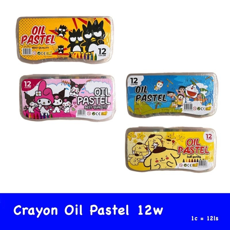 Jual Krayon Oil Pastel / Crayon mewarnai KOTAK MIKA 12 Warna Karakter ...
