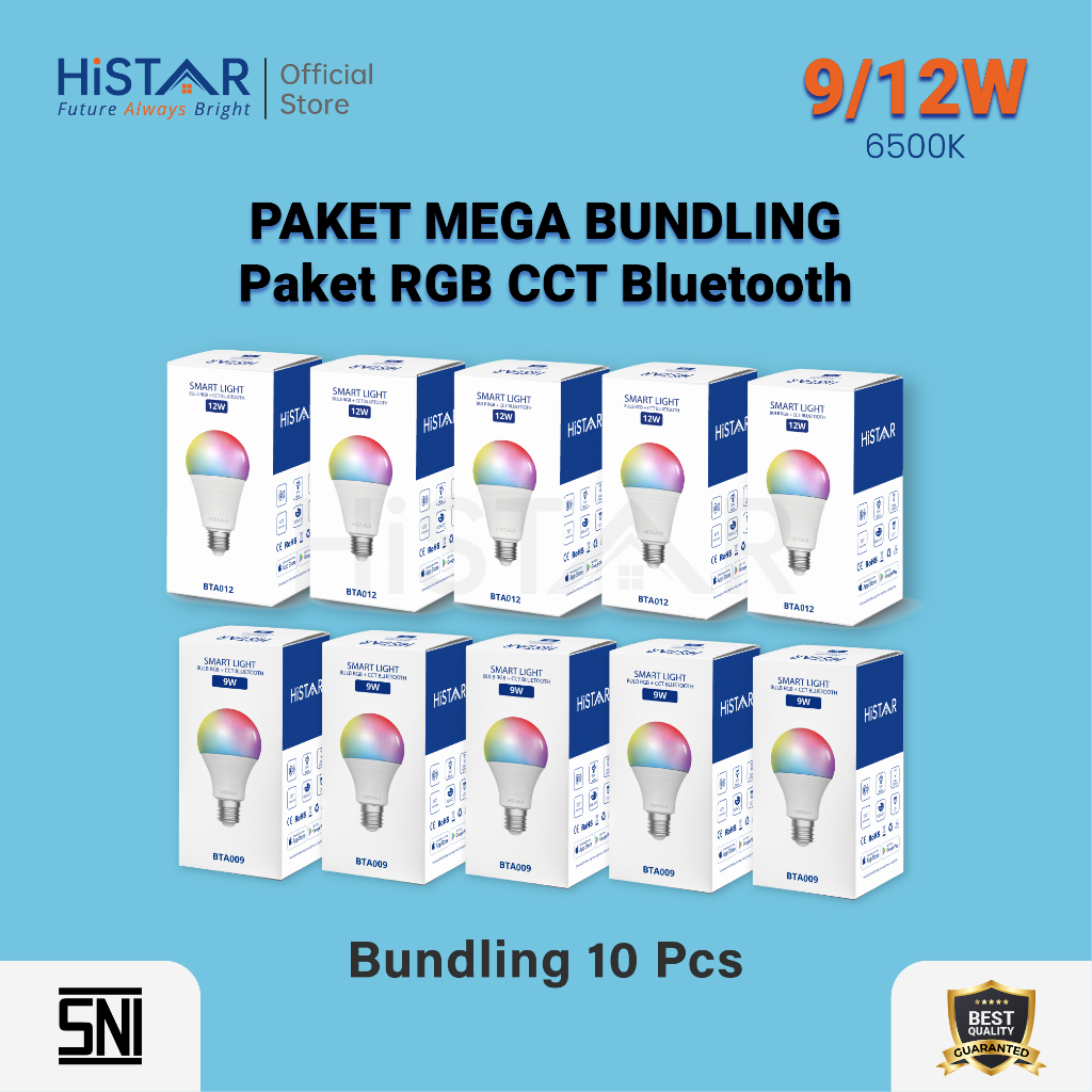 Jual HISTAR Paket Bundling Smart Lamp LED 9W 5 pcs + 12W 5 pcs RGB+CCT ...
