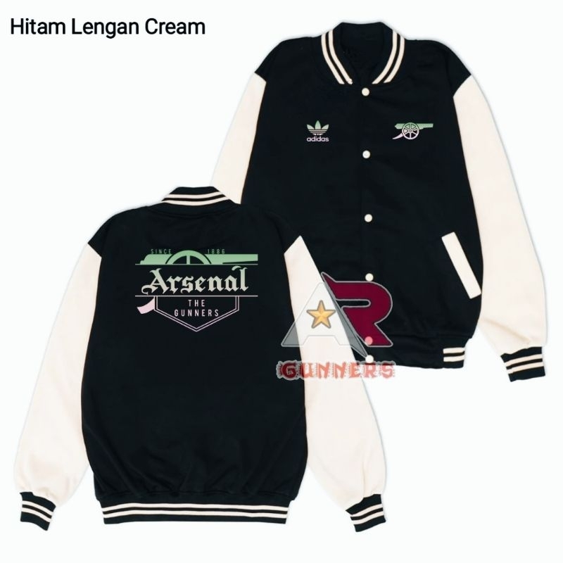 Jual JAKET ARSENAL JAKET VARSITY HITAM CREAM | Shopee Indonesia