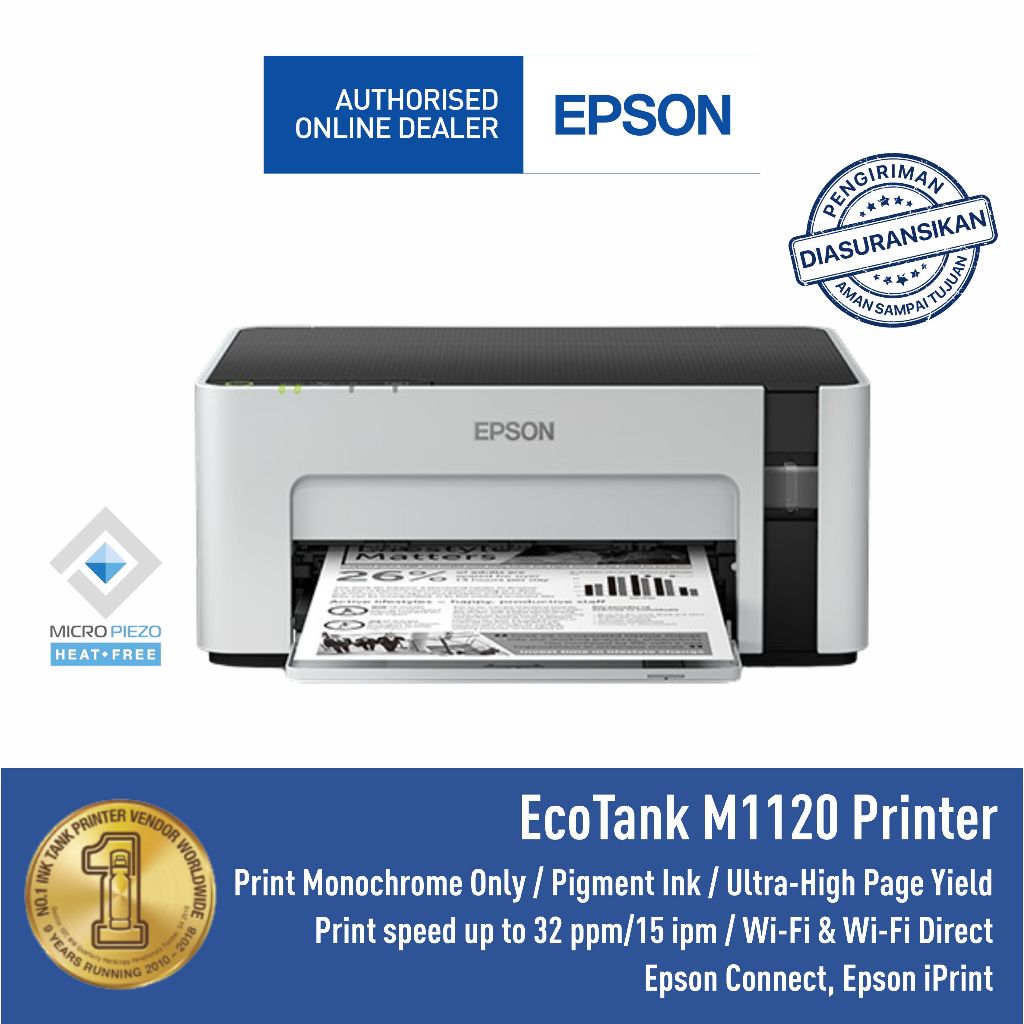 Jual Printer EPSON M1120 M-1120 M1050 M-1050 Pigment Monochrome Print Only F4 Legal Wifi Resmi ...