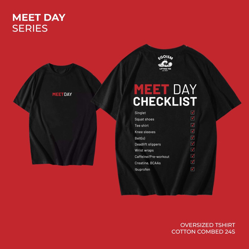 Jual Meet Day Checklist gym oversized tshirt - Powerlifting meet series ...